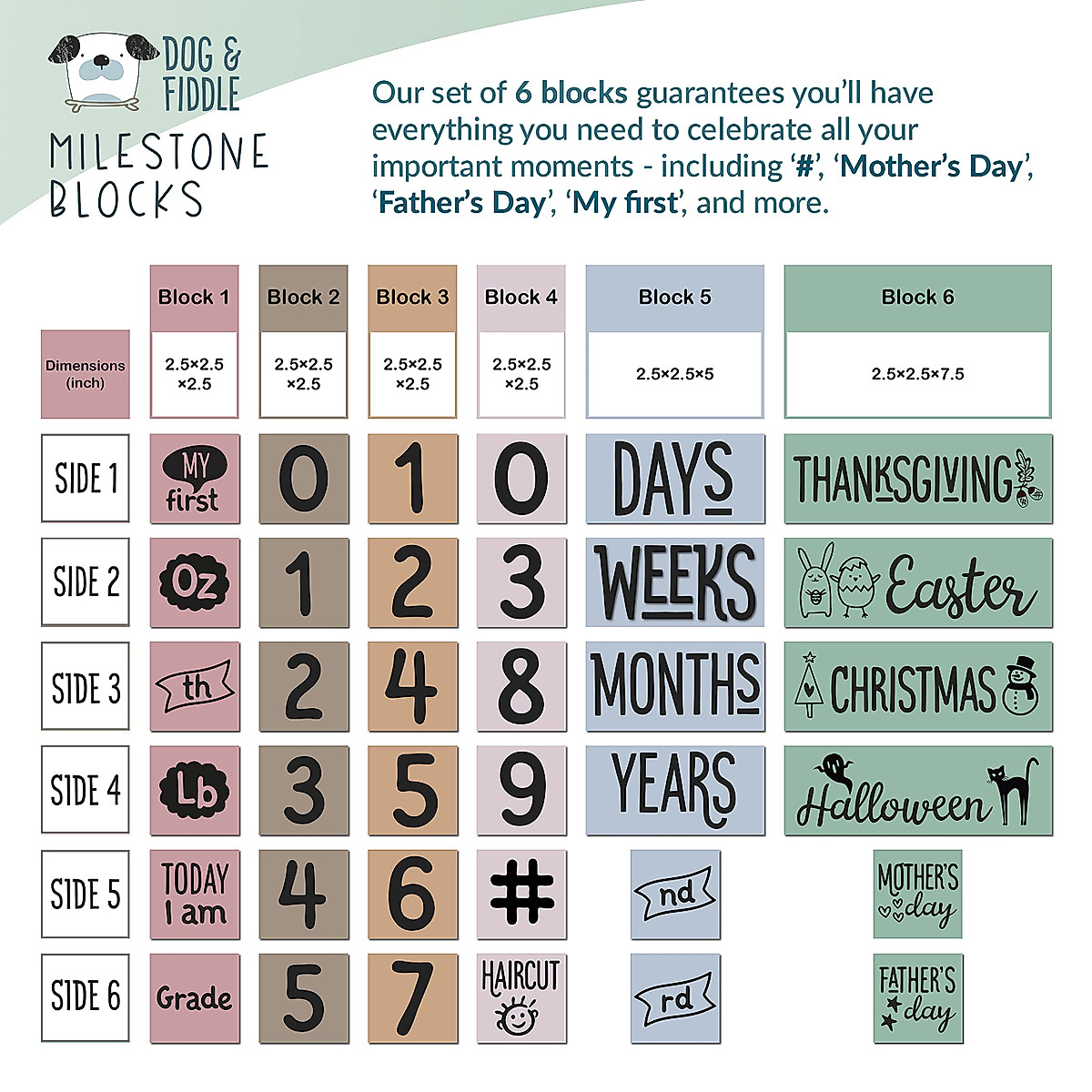 Dog & Fiddle Baby Milestone Blocks & Baby Shower Gifts. Baby Girl Baby Month Milestone Baby Girl Shower Gift Milestone Blocks for Baby boy Baby Age Milestone Blocks Baby Months Photo Prop