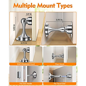 WINONLY Door Stopper, Magnetic Door Stop, Stainless Steel, Magnetic Door Catch, 3M Double-Sided Adhesive Tape, No Drilling, Screws for Stronger Mount, Hold Your Door Open, for Wide Doors (2)