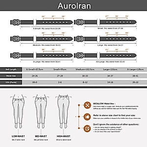 Aurolran Women's Fashion Classic Metal Buckle Leather Belt with Jeans Dress