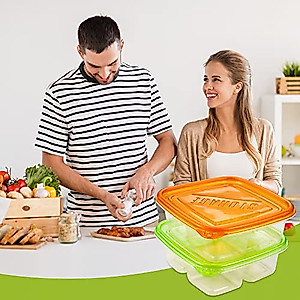 Bercoor 18 Pcs Reusable Bento Snack Food Containers, 4 Compartments Leakproof Food Prep Containers for School, Work and Travel