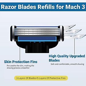Razor Blades Refills, 【Upgrade 】Sharp Razor Blades Refills Mens Womens, Manual Dual Lubrication Blade - Suitable for Beards, Legs, and Armpits (16PCS)