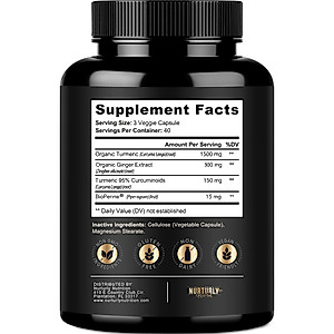 Magnesium Complex and Turmeric Curcumin with BioPerine&Ginger - Magnesium Citrate 500MG - Muscle Relaxation, Sleep and Energy, Bone Density and Strength, Hearth