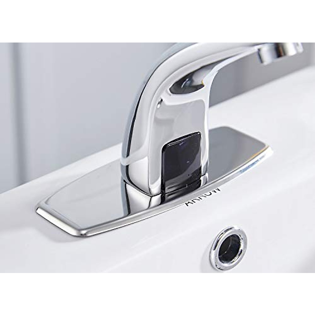 Greenspring Bathroom Sink Faucet Automatic Sensor Touchless with Hole Cover Plate Hands Chrome Vanity Modern Faucets Commercial with Control Box and Temperature Mixer