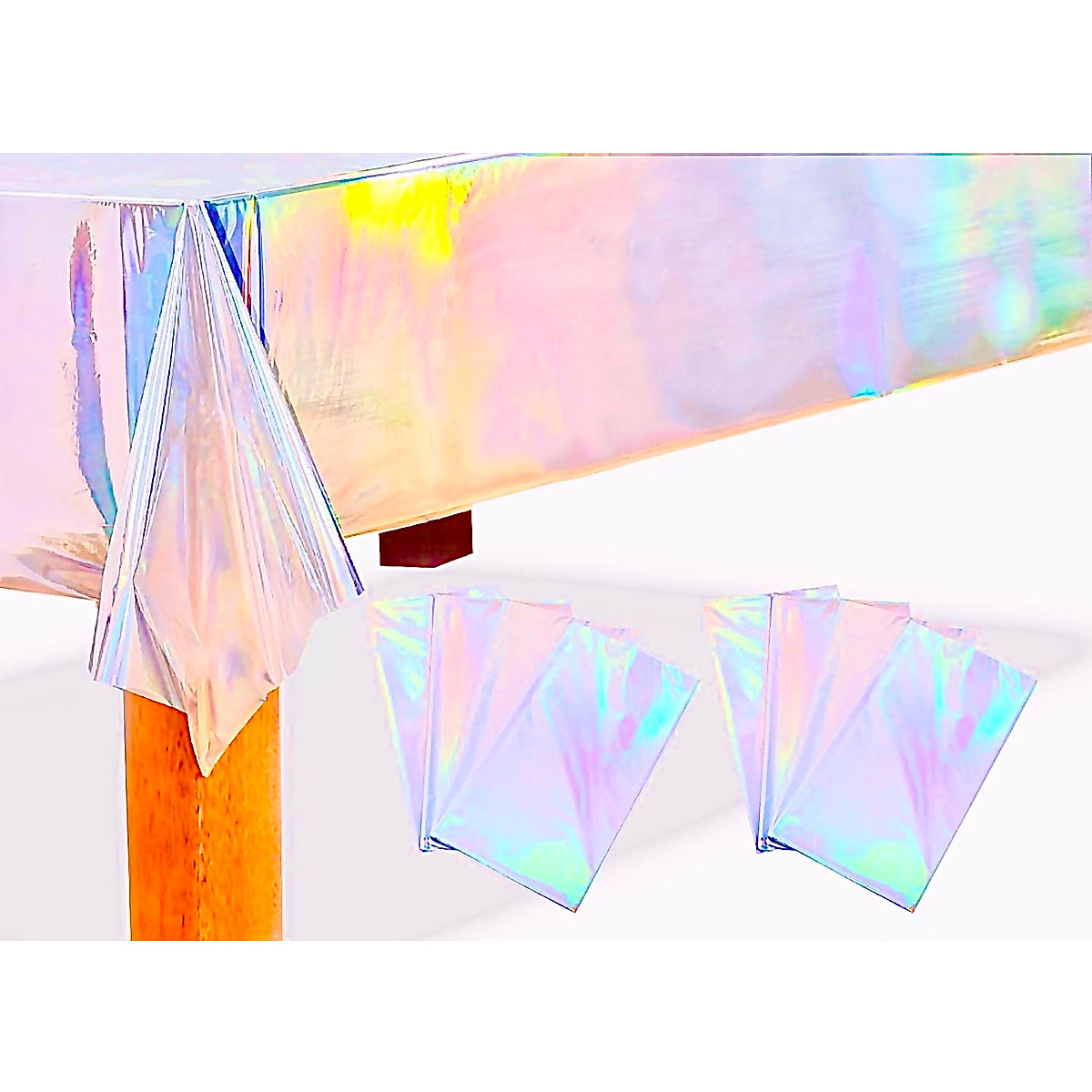 GOQAGA 8 Pack Rainbow Plastic Tablecloth Colorful Rectangle Birthday Party Woman Bride Wedding Birthday Table Cloth Christmas Decorations Disposable Laser 54" x108"