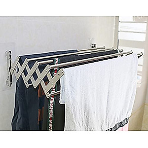 EAFTOS Easy to Clean and Strong and Durable Stainless Steel Retractable Wall Mount Clothes Drying Rack for Bathroom Kitchen Hotel
