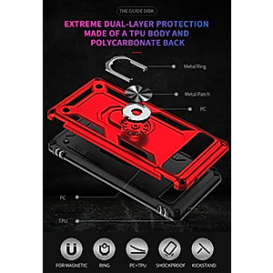 SunRemex for Google Pixel 6A Case with HD Screen Protector, [Not for Pixel 6/6 Pro Phone] Google 6A Case with Magnetic Ring Holder Kickstand,[Military Grade] Protective Phone Case (Red)