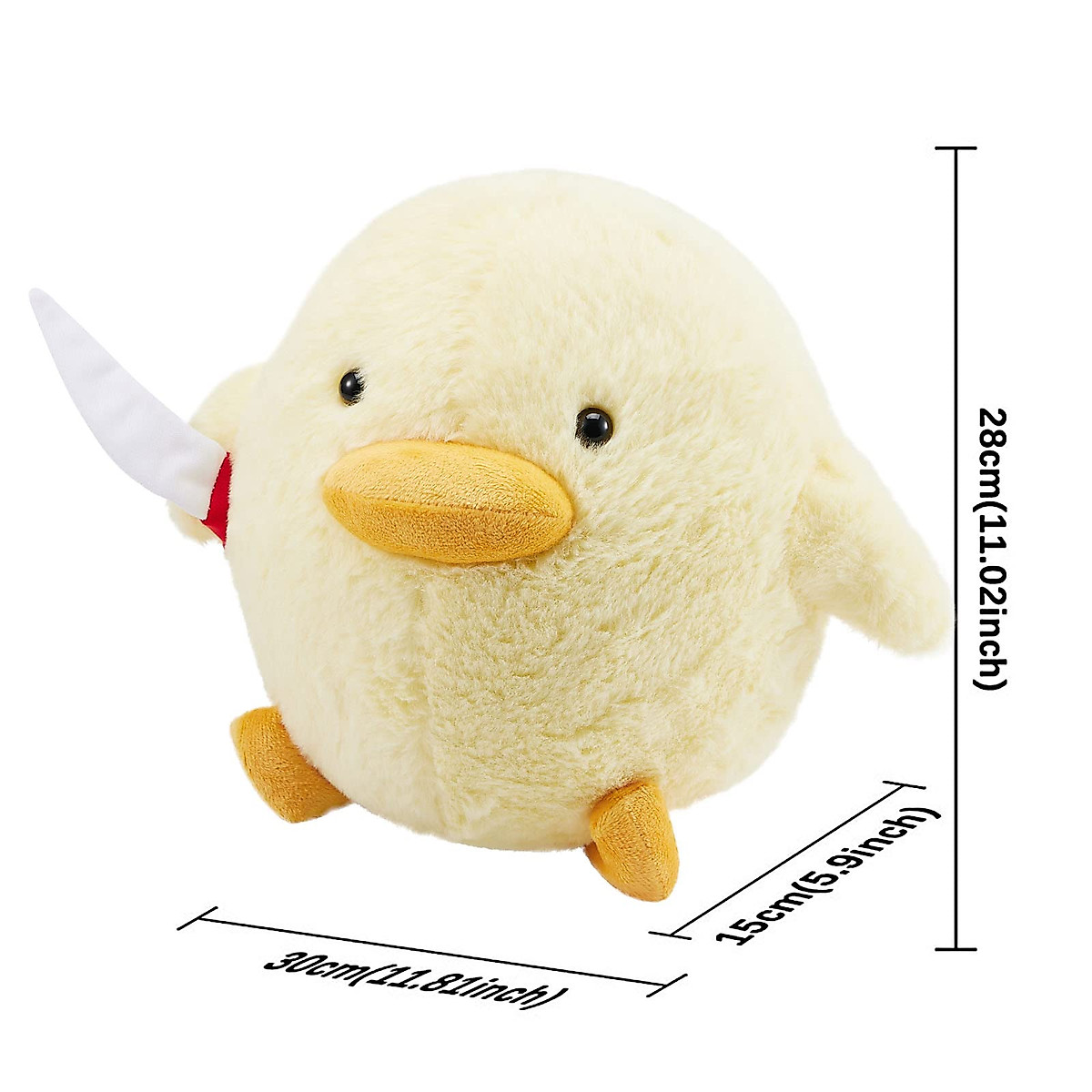 Kephay Cute Duck Plush with Knife Duckling Stuffed Animal Plush Toy Duckie Throw Pillow Plushies Doll Toys Gift for Boys Girls Adults (Yellow, 11.8 inch)