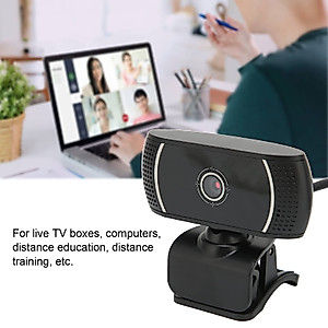 GOWENIC Webcam with Microphone,Streaming USB Computer Webcam,Plug and Play,Driver 640x480 Autofocus USB Webcam,for TV Boxes, Computers, Distance Education (C200 Black Inner Mark