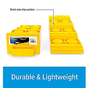 Camco RV Tri-Leveler, 2-Pack with Storage Bag - Raises Your RV Up to 3-7/8" on Any Tire for a More Level Position - Features a 3,500 lb. Load Capacity (44574)