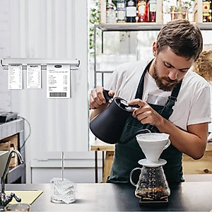 Elesunory 4 Pcs Ticket Holder for Restaurant, Receipt Holder for Restaurant, Keep Orders Organized, 16 in Sliver Aluminum Slide Check Rack and 5.5 in Receipt Spike for Kitchen Office Cafes Bar