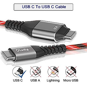 Oliomp USB C to USB C Fast Charging Cable 6ft 60W 3A USB Type C Charger Led Light up Charger Compatible with Samsung Galaxy S23/S22/S21/S20 /S10/S9/S8/Note20/MacBook Pro/Air/iPad Pro/LG/Pixel