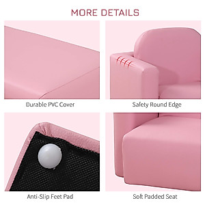 Qaba 2-in-1 Multifunctional Kids Sofa Convertible Table and Chair Set for Boys Girls, Pink