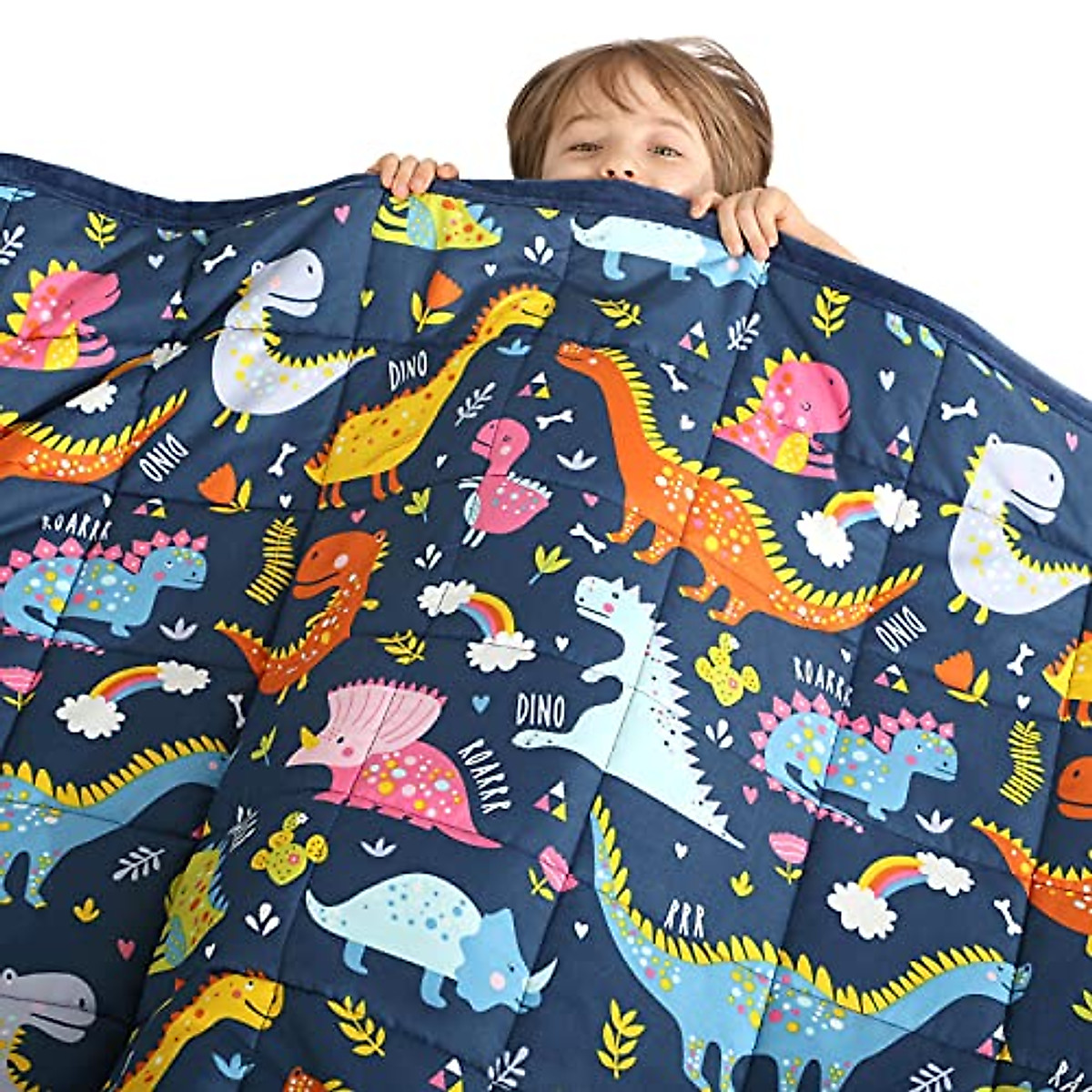 HAOWANER Minky Toddler Weighted Blanket 3lbs, Soft Baby Weighted Blanket for Toddler, Kids Weighted Blanket 3 Pounds, 3lb Weighted Blanket for Toddler, Crib Weighted Baby Blanket for Child, Dinosaur