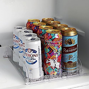 Soda Can Dispenser for Refrigerator 3 Rows, Soda Can Organizer with Automatic Pusher Glide - Drink Organizer for Fridge Perfect for Soda, Beer, and Other Beverages - Black