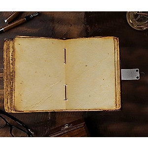 cuero 3 Moon Blue Lapiz Embossed Vintage Leather Journal | 240 Pages of Antique Handmade Deckle Edge Vintage Paper, Leather Sketchbook, Drawing Journal, Great Gift (9 inch 12 inch, brown)