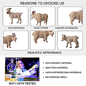 JOKFEICE Animal Figures 4pcs Plastic White Goat Animals Action Model Science Project, Learning Educational Toys, Birthday Gift, Cake Topper, for Kids