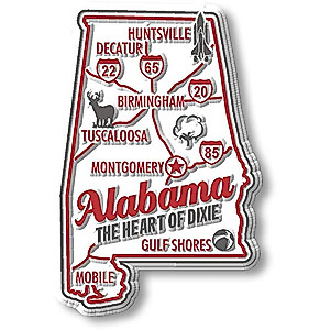 Alabama Premium State Magnet by Classic Magnets, 1.8" x 2.8", Collectible Souvenirs Made in The USA