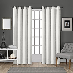 Exclusive Home Velvet Heavyweight Light Filtering Grommet Top Curtain Panel Pair, 54"x96", Winter White