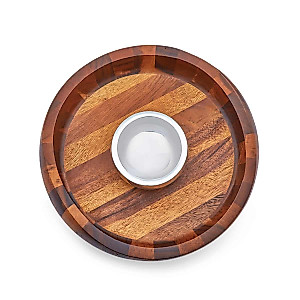 Nambè Butterfly 2-Piece Chip and Dip Set, Silver/Wood, Medium