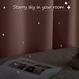 NICETOWN Nursery Blackout Curtains for Babys Bedroom, Grommet Thermal Insulated Room Darkening Kids Star Curtains for Girls Room Thanksgiving Decor, 1 Panel of 52 x 63 Inch, Light Pink