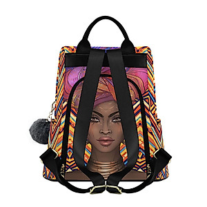 senya Fashion Backpack Purse for Women, African American Woman Ethnic Backpack Shoulder Bag for Women