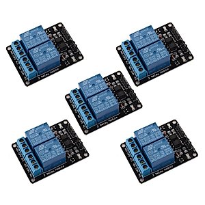 DAOKI 5PCS 2 Channel DC 5V Relay Module with Optocoupler Low Level Trigger Expansion Board Compatible with Arduino