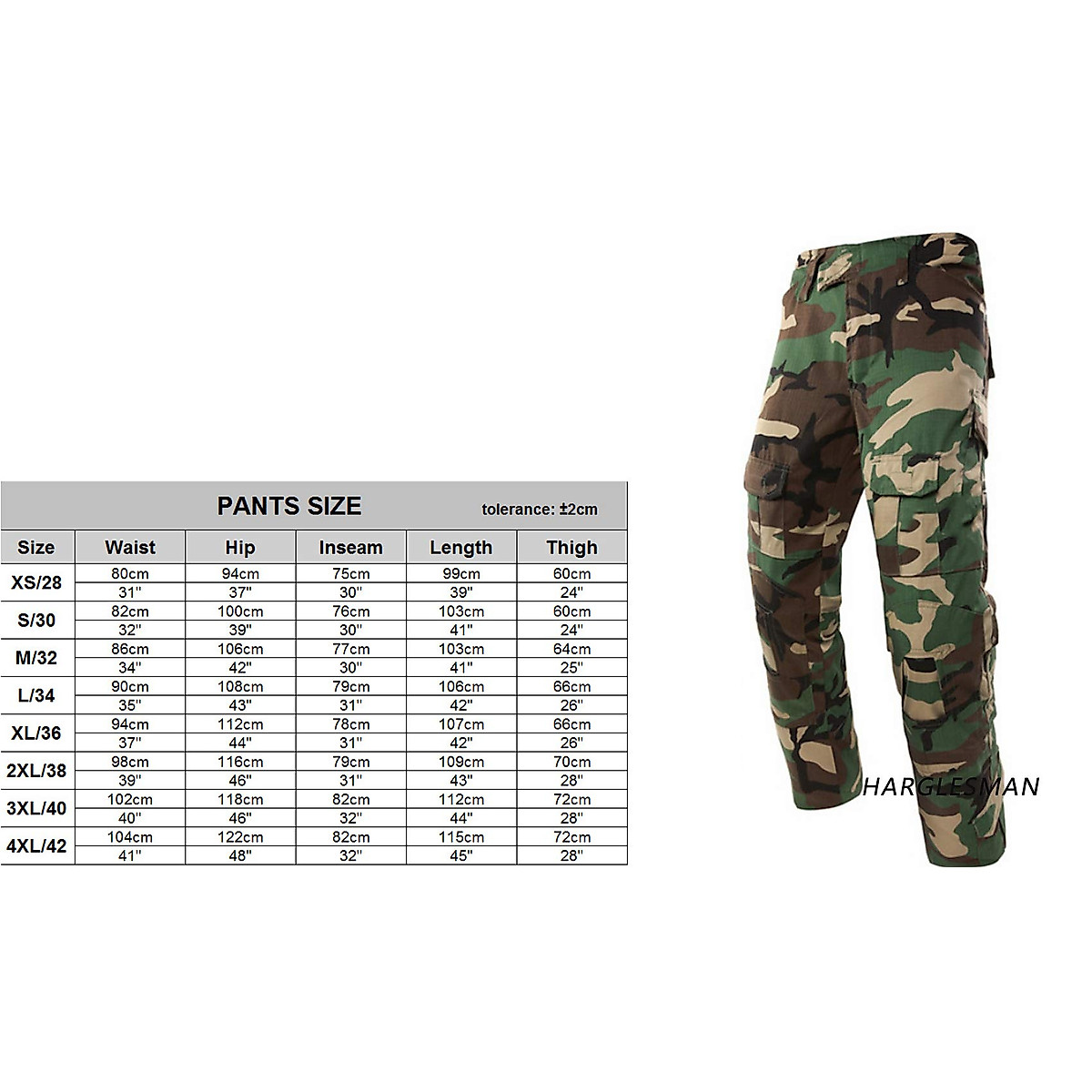 HARGLESMAN US Army Men's Tactical Airsoft Pants Military Cargo Trousers Practical Painting Ball Comfortable Work Hiking Fishing Hunting Outdoor Wear Black Camo XL
