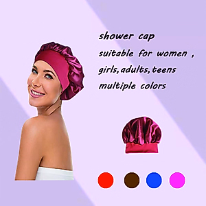 Hair Bonnets for Curly Hair and Sleeping for Women, Satin Sleep Cap, Silk Bonnet with Elastic Soft Band Big Bonnet (4 Pcs).