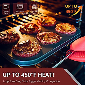 LINKLIFE Non Stick Baking Pans Set 5+1 Piece, Carbon Steel Bakeware Sets w/Oven Mat, Square Cake Pan, Cookie Sheet, Deep Roasting Pan, XL Cup Muffin, Deep Roasting Pan, Loaf Box