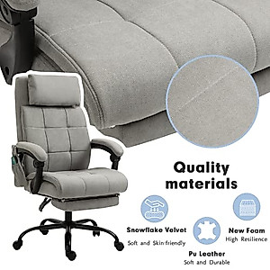 AVAWING Ergonomic Office Chair, Big and Tall Heated Massage Executive Office Chair, Adjustable High Back Cushion Lumbar Back Support Home Office Desk Chair with Foot Rest, 6-Point Vibration, Grey