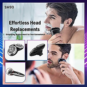 SH90 Replacement Heads for Philips Norelco Shaver Series 9000-SH90 Philips Norelco Shaver Heads, Norelco Shavers for Men 9000 Series, Philips Norelco Shaver 9000, Norelco Replacement Heads 9000 Series