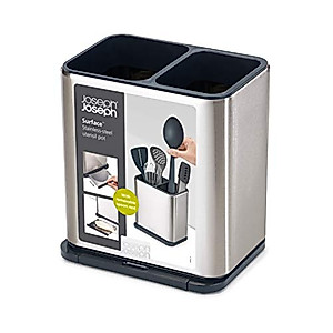 Joseph Joseph 85161 Utensil Holder with Removable Spoon Surface Kitchen Accessory, One-size, Stainless Steel/Dark Gray