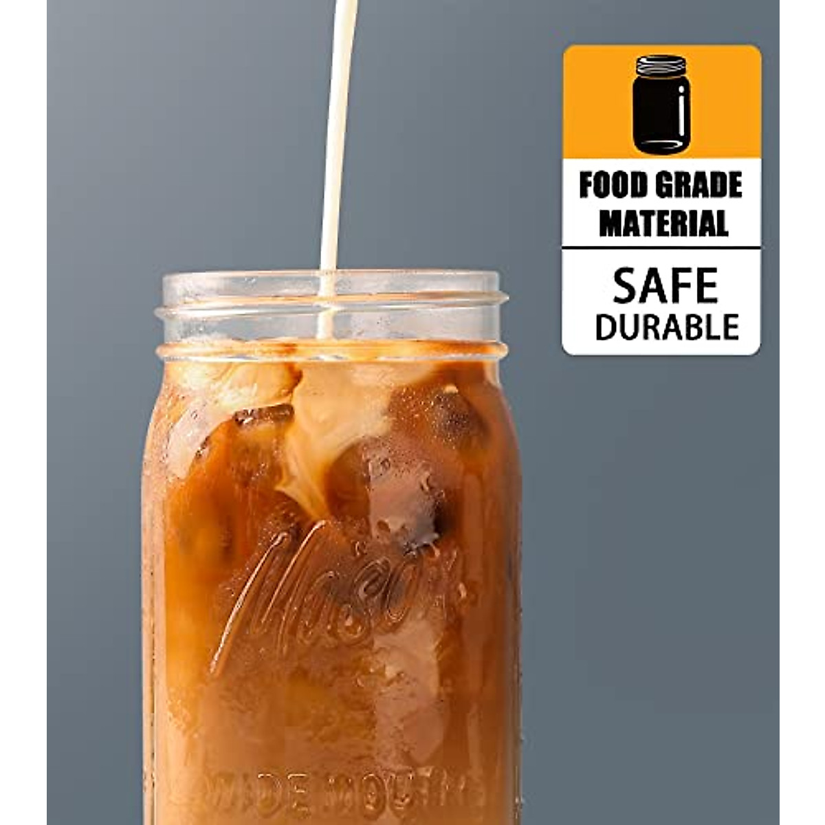 Glass Mason Jar 32 oz Pitcher, 4 Pack Quart Mason Jar Pitcher with Wide Mouth Airtight Lid, Heavy Duty Glass Pitcher for Cold Brew, Ice Tea, Coffee, Sun Tea, Juice, Breastmilk
