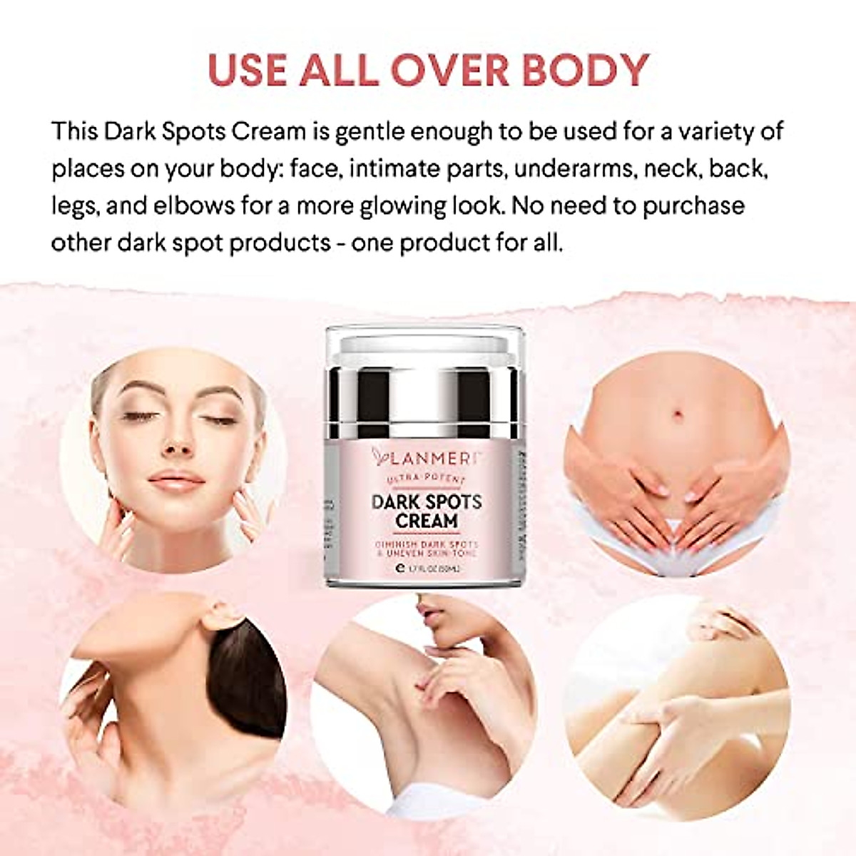 Lanmeri Dark Spot Remover for Face and Body, Dark Spot Corrector Fade Cream, Age Spot, Brown Spot, Sun Spot & Freckle Remover for Face, Hands and Other Body Areas, for Both Women and Men, for All Skin Types