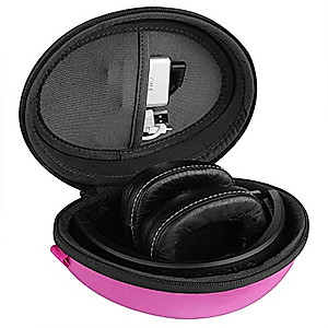 Geekria NOVA Headphone Case for Foldable Over-Ear Headphones, Replacement Hard Shell Travel Carrying Bag with Cable Storage Compatible with Jabra, Sennheiser Headsets (Dark Pink)