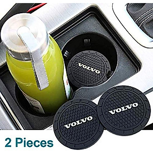 JDclubs 2.75 Inch Diameter Oval Tough Car Logo Vehicle Travel Auto Cup Holder Insert Coaster Can 2 Pcs Pack (fit Volvo)
