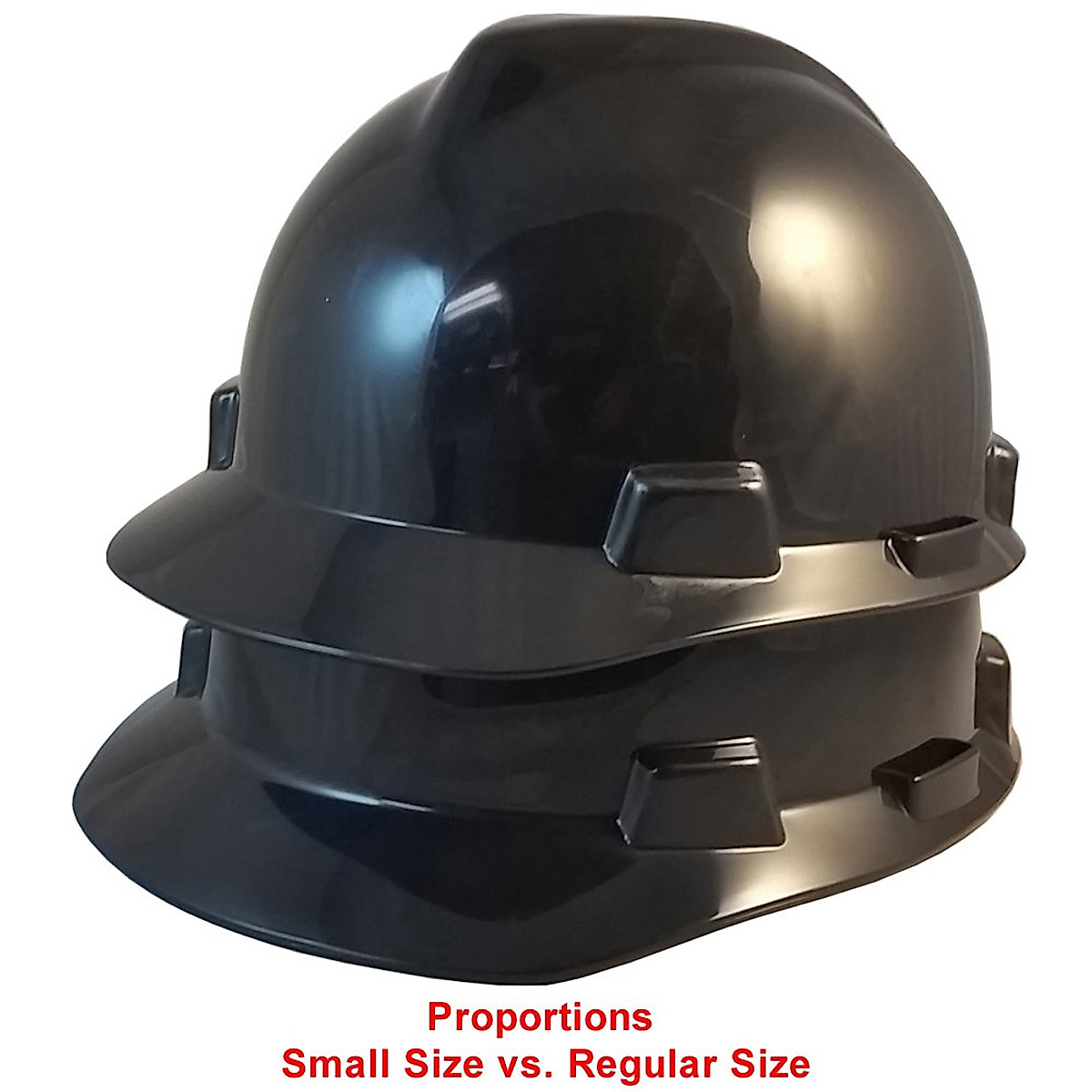 MSA V Small Size Cap Style Hard Hats w/FasTrac III Suspensions and Handy Tote Bag - Black