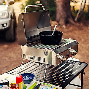 Lifetime Folding Tailgate Table with Grill Rack, 5-Foot, Pumice & Black