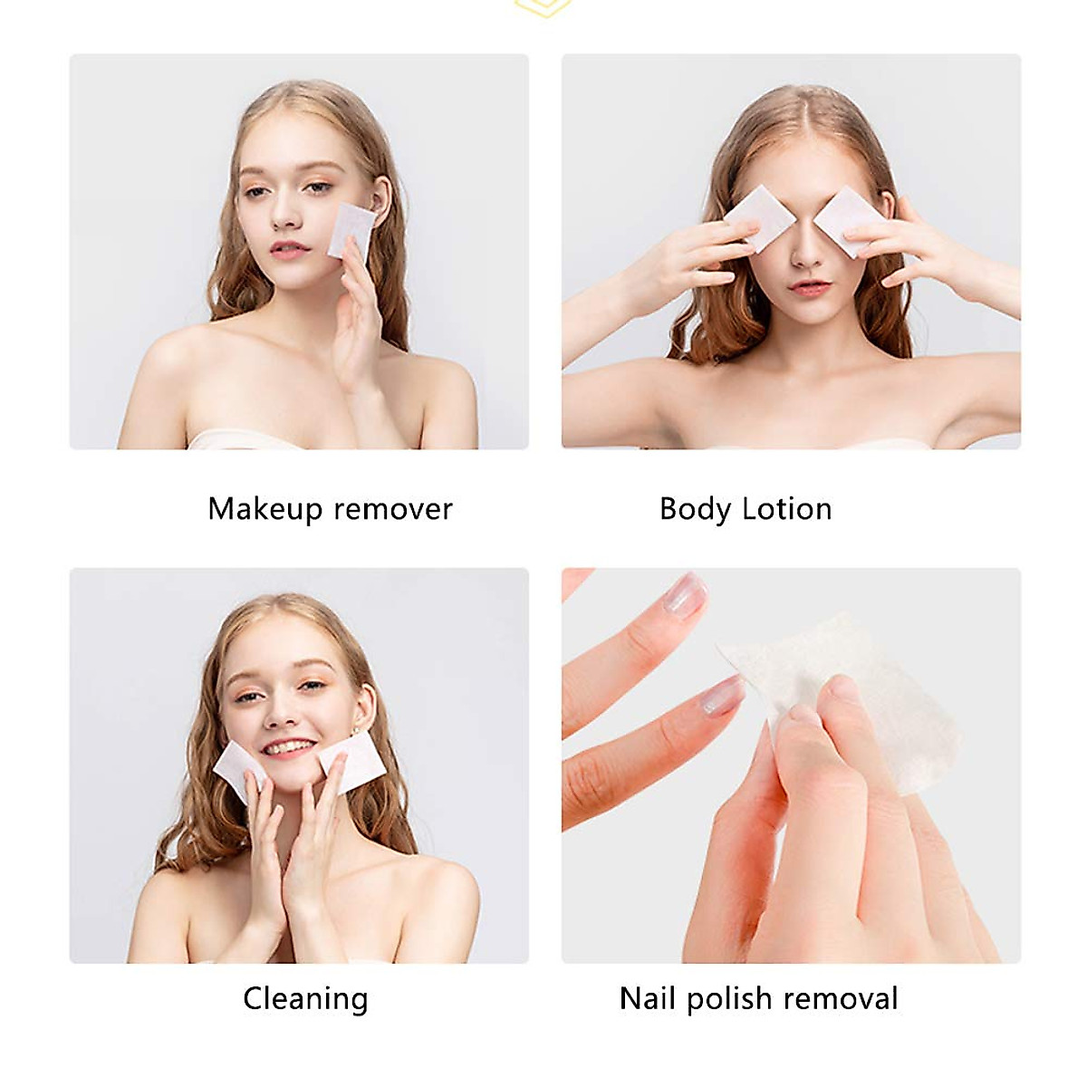 1000 PCS Thin Makeup Facial Cotton Pads, Square Facial Lips Eyes Makeup Remover Pads, Nails Polish Remover Cotton Pads, Non-Woven, Soft, Lint Free