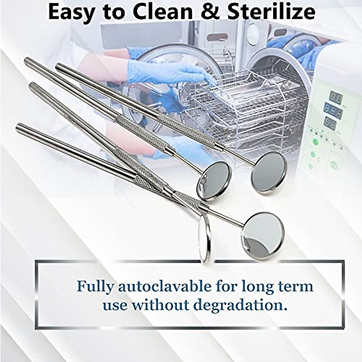 Stainless Steel Dental Mirror #5 with Handle 6.5", Dentist Tool for Teeth Cleaning Inspection