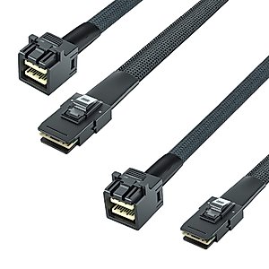SFF-8643 to SFF-8087 Internal Mini SAS HD Cable, Compatible with Raid Controller Hard Drive, 100-Ohm, 0.8-m(2.6ft), 2 Pack