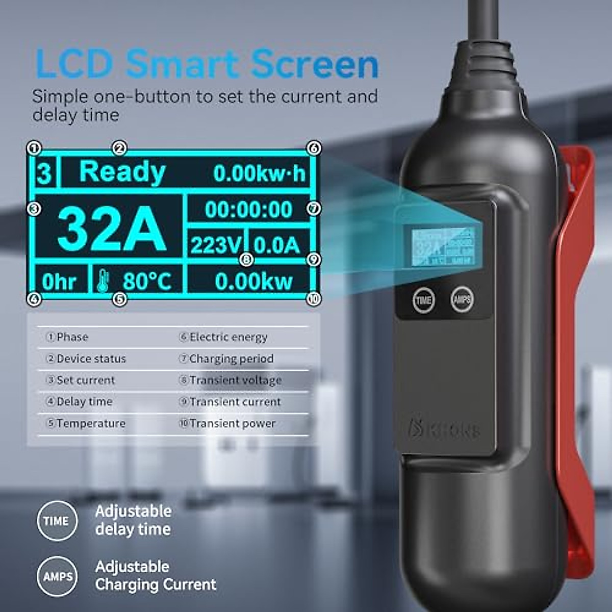 Youwoauto Level 2 EV Charger (40Amp, 240V, NEMA 14-50Plug) Portable EV Charger Works with All NACS EVs, 10KW EV Charger Level 2 Electric Vehicle Charger with 16.4 ft Cable, Fits Home & Outdoor Use