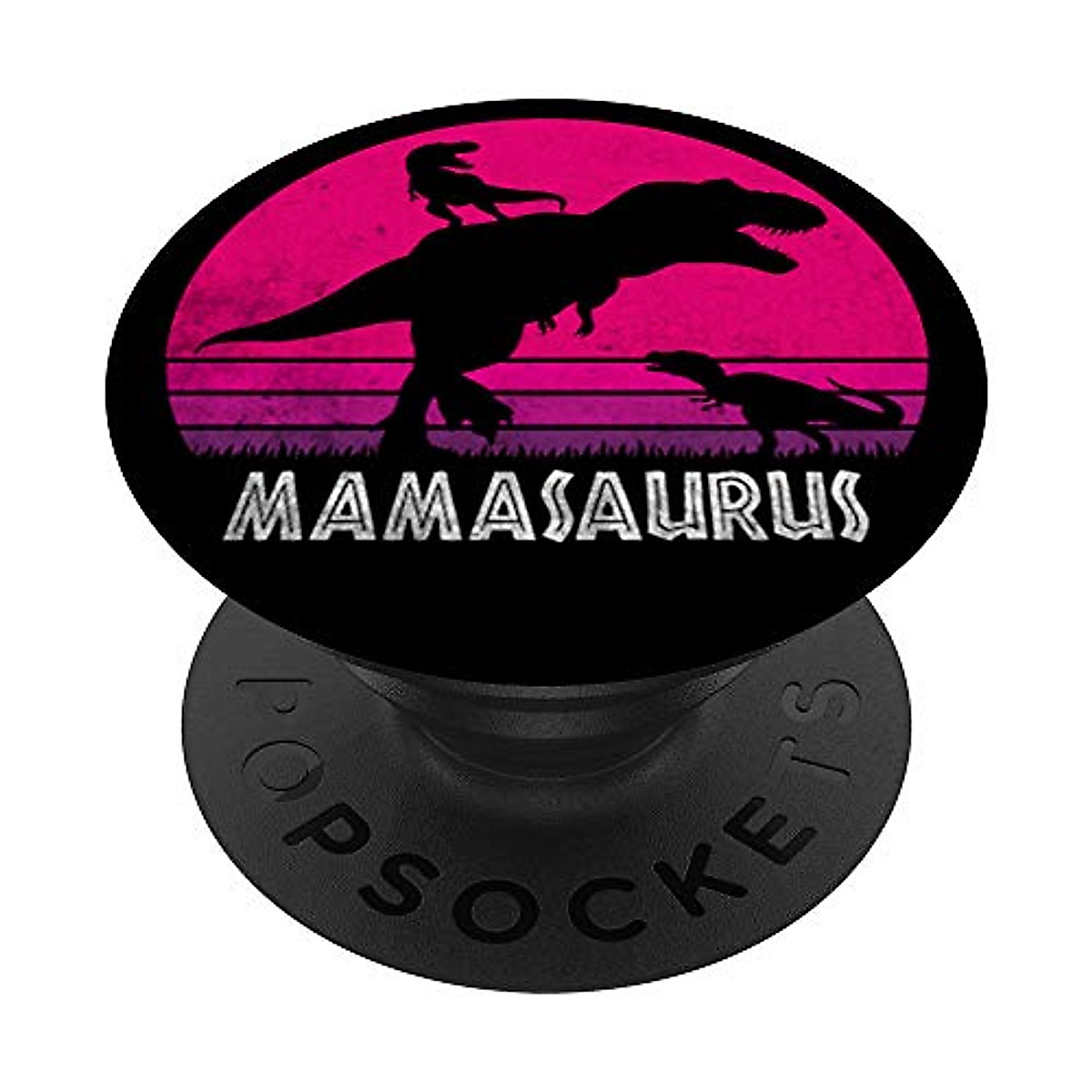 Vintage Retro 2 Kids Mamasaurus Sunset Funny Gift For Mother PopSockets Grip and Stand for Phones and Tablets