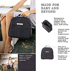 Petunia Pickle Bottom Tandem Bottle & Lunch Tote | Perfect for Bottles, Snacks & Wireless Pump | Holds up to Three Regular Sized Bottles | Insulated Lining & Easy to Clean | Carbon Cable Stitch