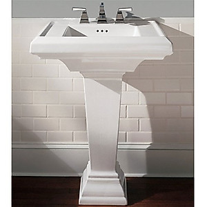 American Standard 0031000.020 Brands Cadet 3 High Efficiency Toilet Tank, 1.28 gpf, 3 in Flush Valve, White pedestal sink, 10 in wide x 10 in tall x 28 in deep