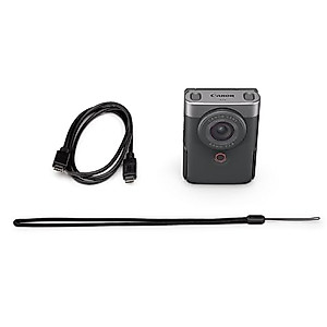 Canon PowerShot V10 Vlog Camera for Content Creators, 19mm Wide-Angle Lens, 1" CMOS sensor, 4K Video, Face-tracking, Built-in Microphone, Image Stabilization, Webcam, Live Streaming, Silver