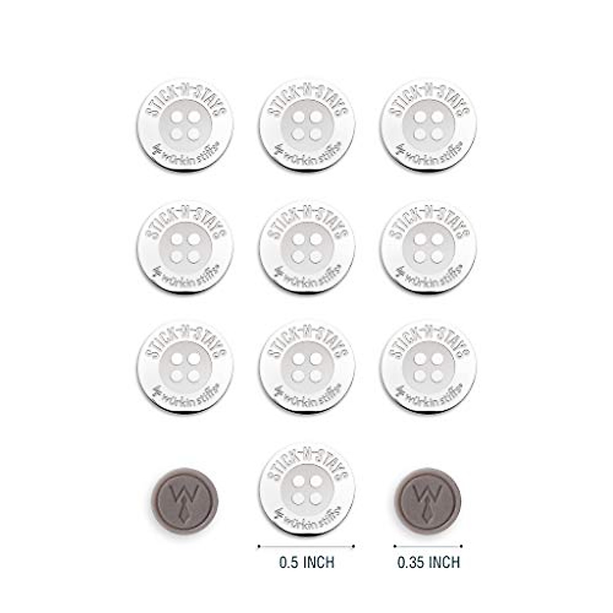 Würkin Stiffs Stick-N-Stays Magnetic Collar Stays Includes (10) Magnetic Adhesive Polo Stays and (2) Power Button Magnets | Gift for Men | As Seen on Shark Tank