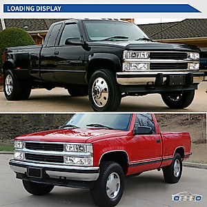 oEdRo Headlight Assembly Replacement for 94-99 Chevrolet C/K Series 1500 2500 3500 C/K 1500 Suburban 2500 Suburban/95-99 Tahoe/94 Blazer Headlamp with Chrome Housing