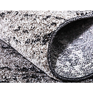 Unique Loom Del Mar Collection Area Rug - Lucille (9'x 12' Rectangle, Dark Gray/ Ivory)