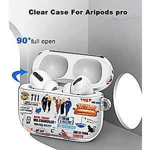 OOROYUME Cute AirPods Pro Case Cover Clear with Keychain, for Women Girls Boys Men Protective Case for Apple AirPods Pro Wireless Charging Case, Friends